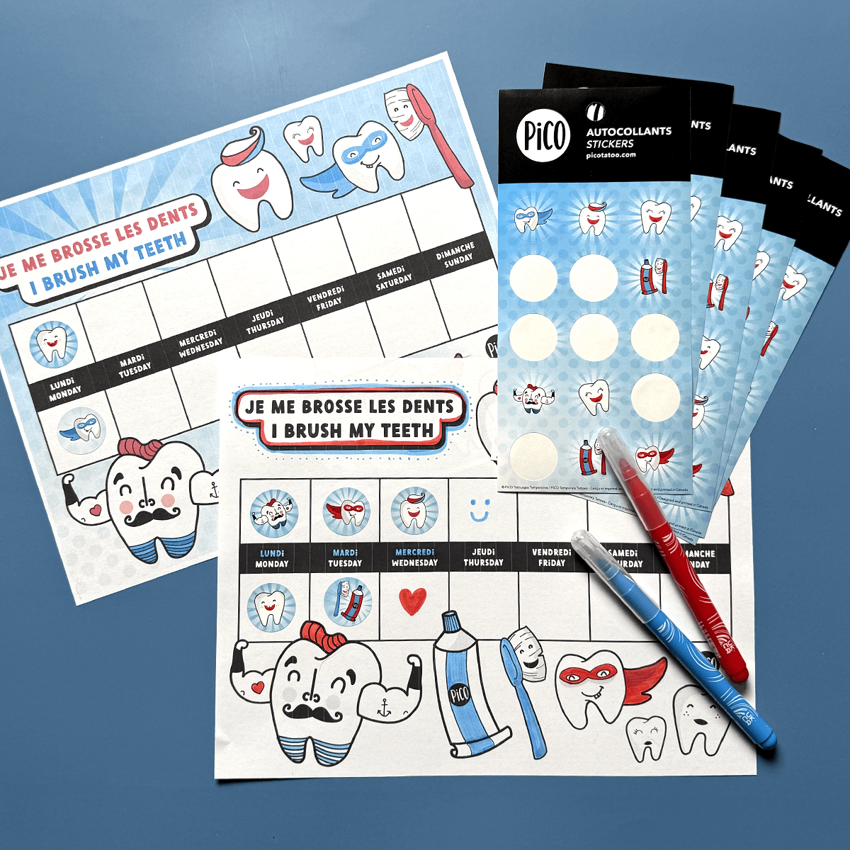 Calendrier à imprimer gratuit - Brossage de dents | PiCO Tatoo