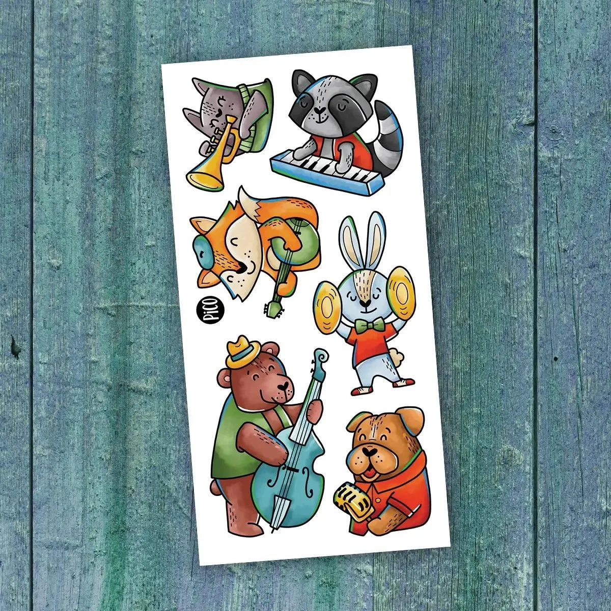 La bande musicale d’animaux - Tatouages Temporaires | PiCO Tatoo